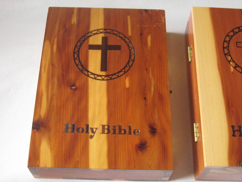 Antique Cedar Wood Holy Bible Box Hinged Lid Mid Century - Etsy