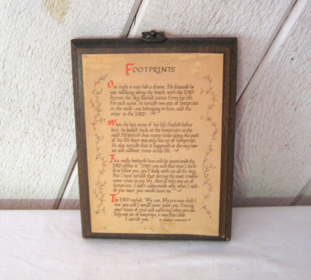 Vintage Footprints in the Sand Sign, Wooden Plaque Wall Hanging Decor ...