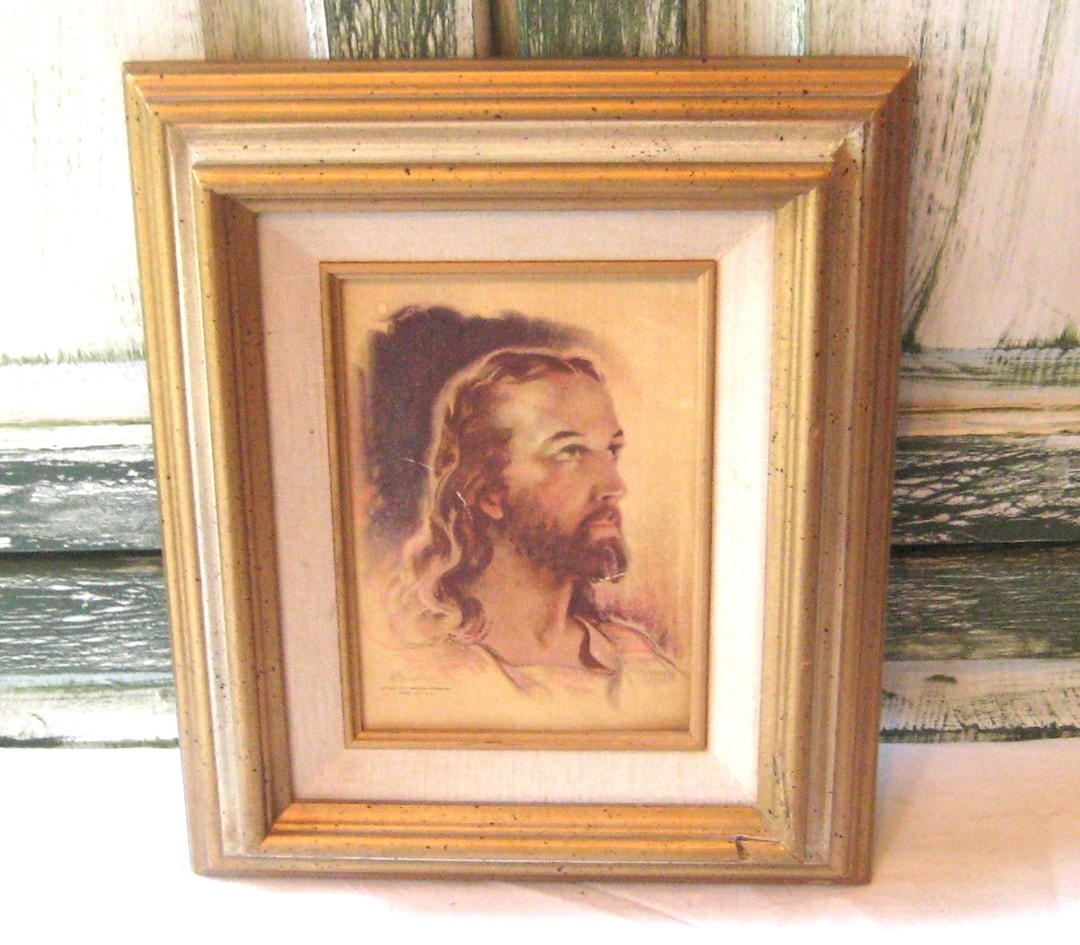 Antique Head of Christ Print, WE Sallman 1935, Head of Jesus ...