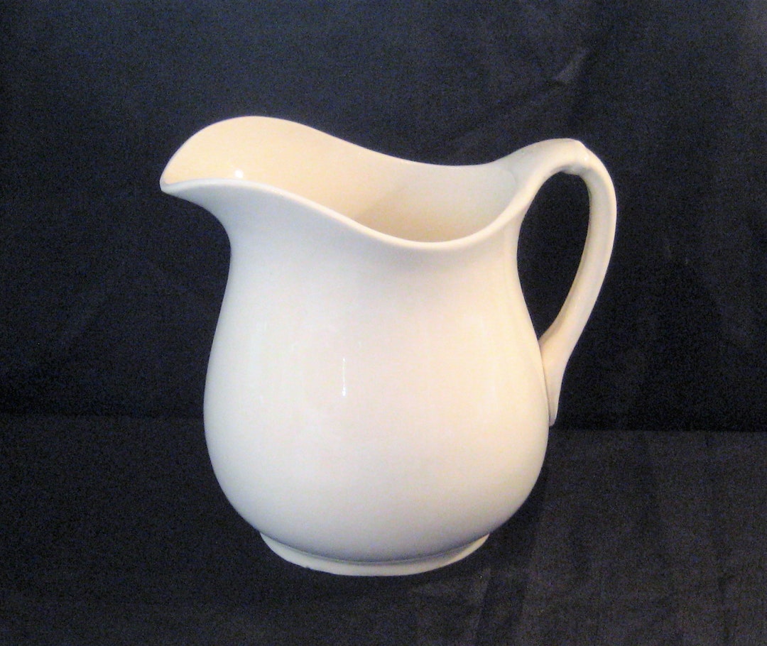 Antique White Ironstone Pitcher, East Liverpool Potteries Co, 1800s ...
