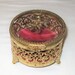Small Round Glass Brass Metal Box Hinged Lid Ornate Filigree - Etsy