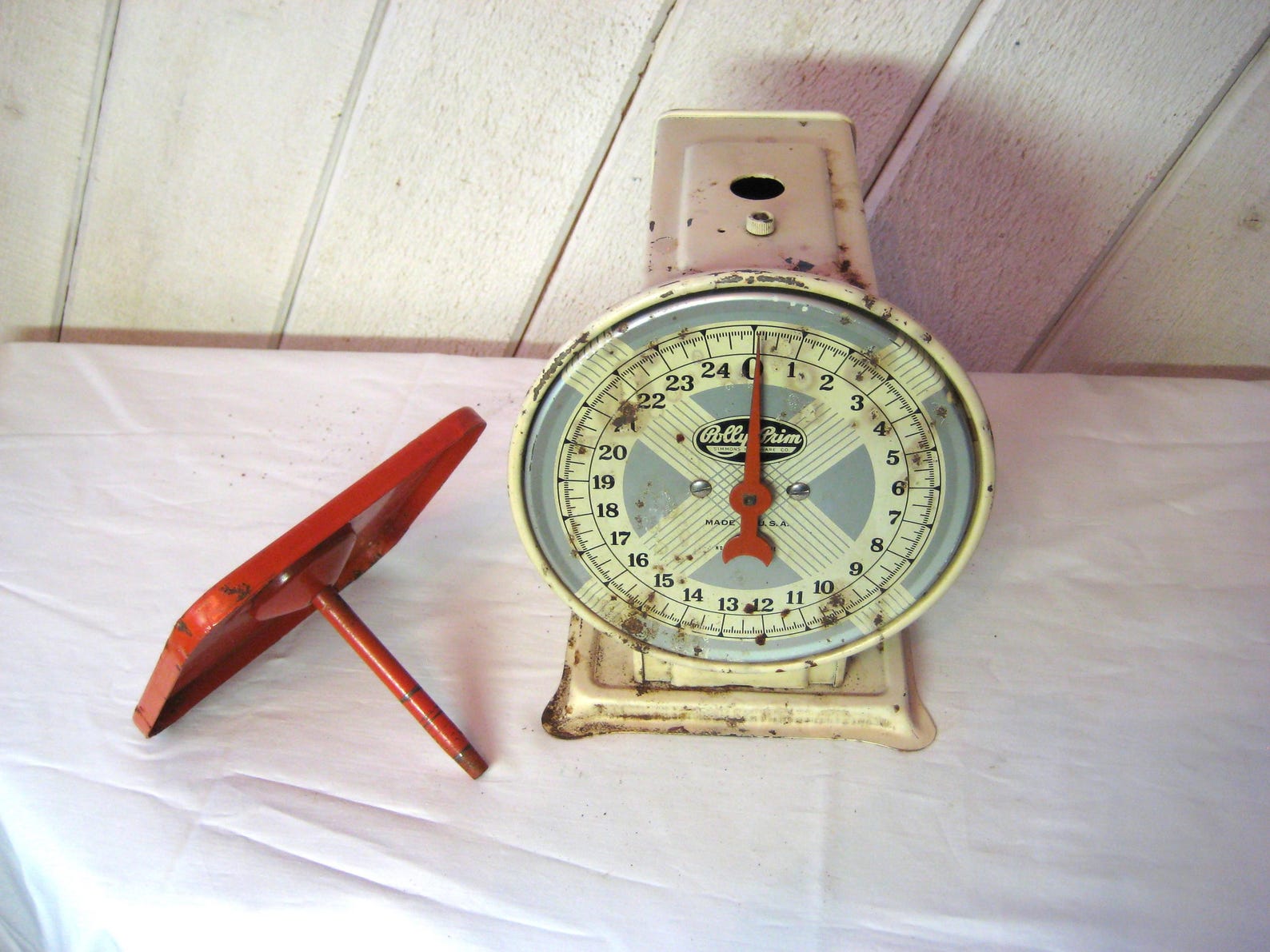 Antique Kitchen Scales, Red, Ivory, Silver, Polly Prim Food Scales ...