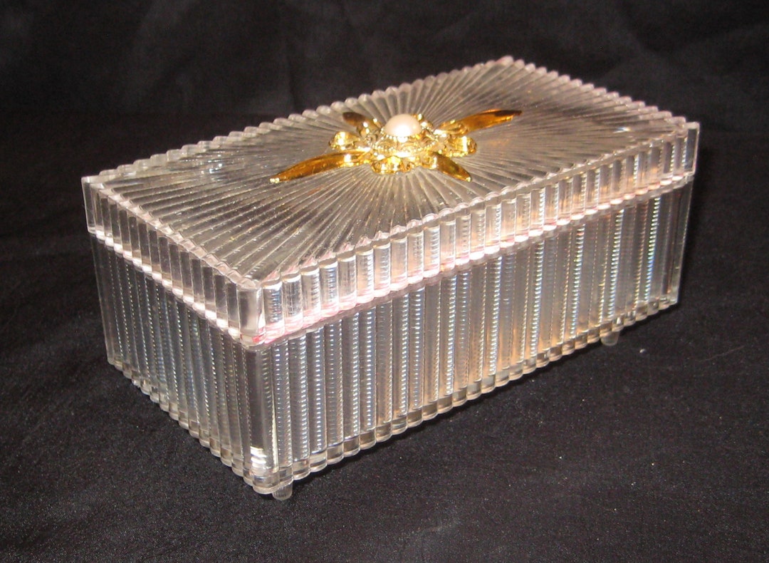 Vintage Music Box, 1970s Love Story, Silver Frosted Gold Red, Footed ...