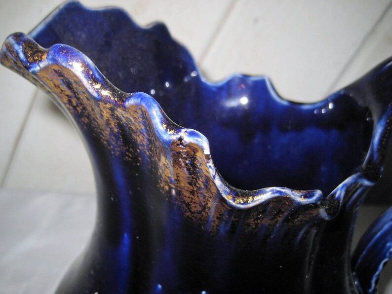 Cobalt blue water pitcher bouquet vase antique dark blue | Etsy