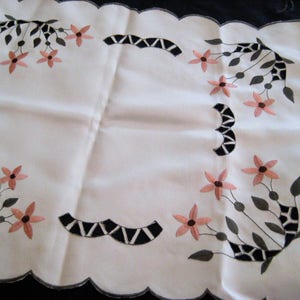 Pair of Embroidered Runners, Peach Floral Runners, Ivory Bedroom Runner ...