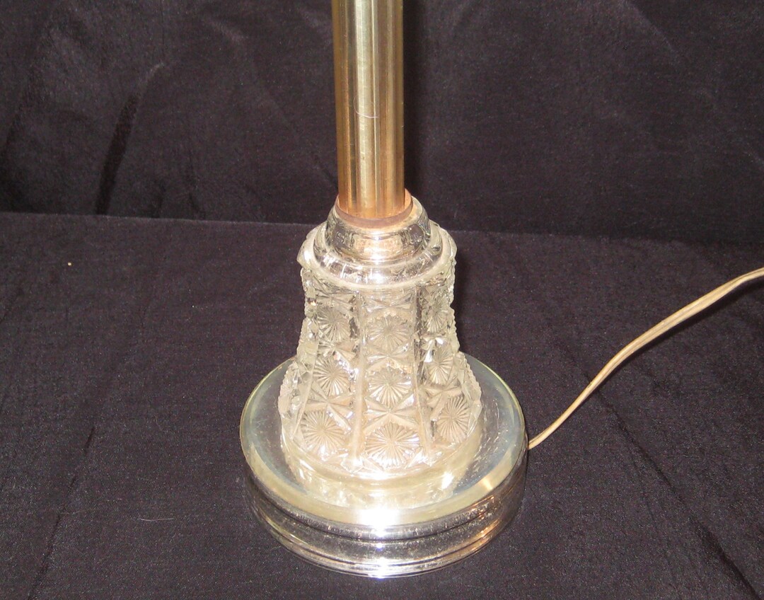 Antique Glass Table Lamp, Candlestick Bedroom Lamp, 40s 50s Mid Century ...