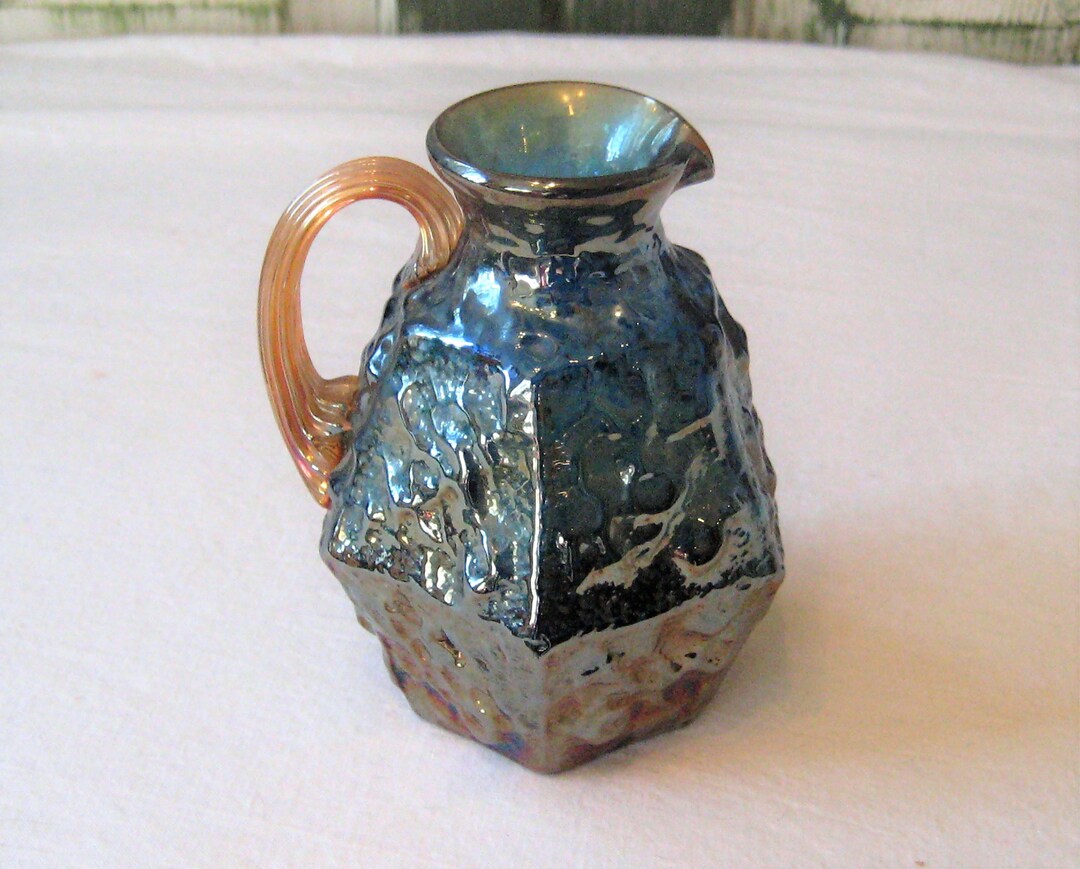 Vintage Pilgrim Glass Creamer, Handblown Carnival Art Glass Pitcher ...