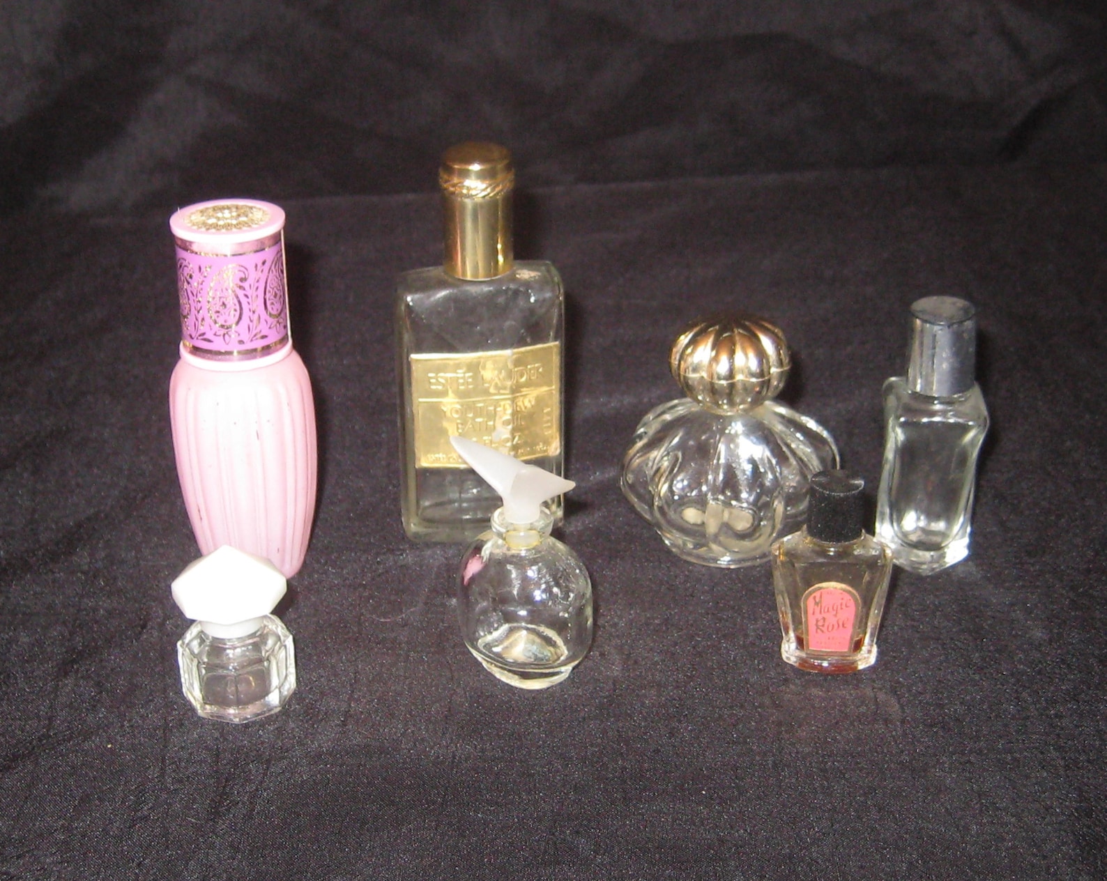 Collection of 7 tiny glass perfume bottles pink purple glass | Etsy