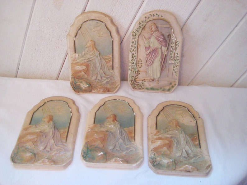 Religious Chalkware Plaques Jesus in the Garden Christ Lord - Etsy
