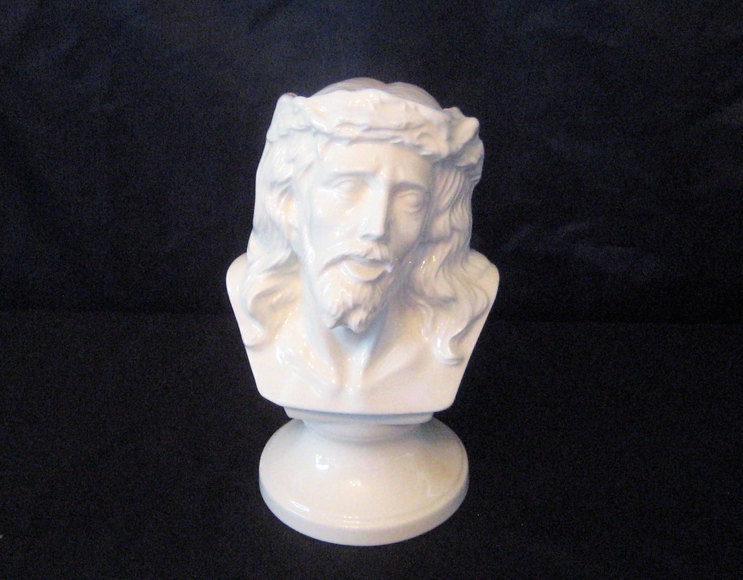 Vintage Ceramic Jesus Bust With Crown of Thorns Figurine - Etsy