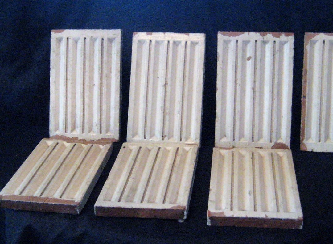 Antique Wood Wall Pediment Trim, Rectangle Pieces of Wooden Trim, Ivory ...