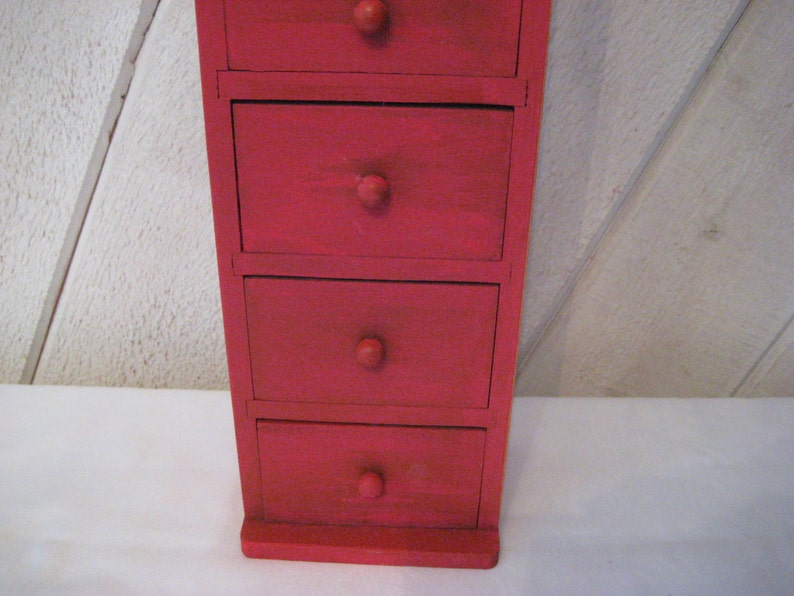 Red Wood Tiny Drawer Cabinet Rustic Distressed Apothecary - Etsy