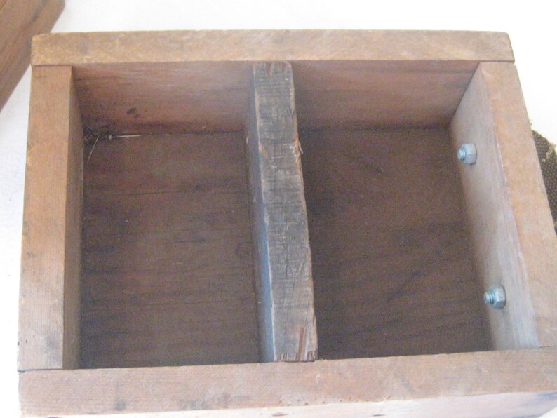 Antique Divided Wood Compartment Box Canvas Handle Tool Nail - Etsy