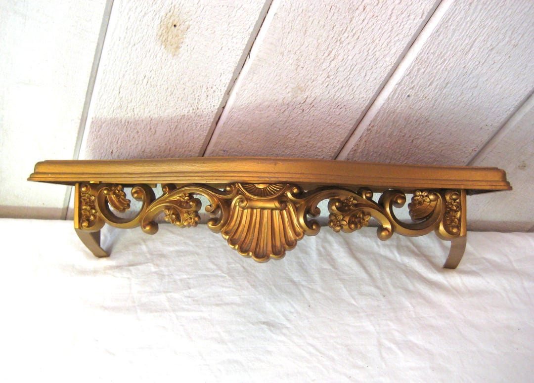 Vintage Gold Plastic Shelf, Homco Made in USA, Length 16", Width 6.75 ...