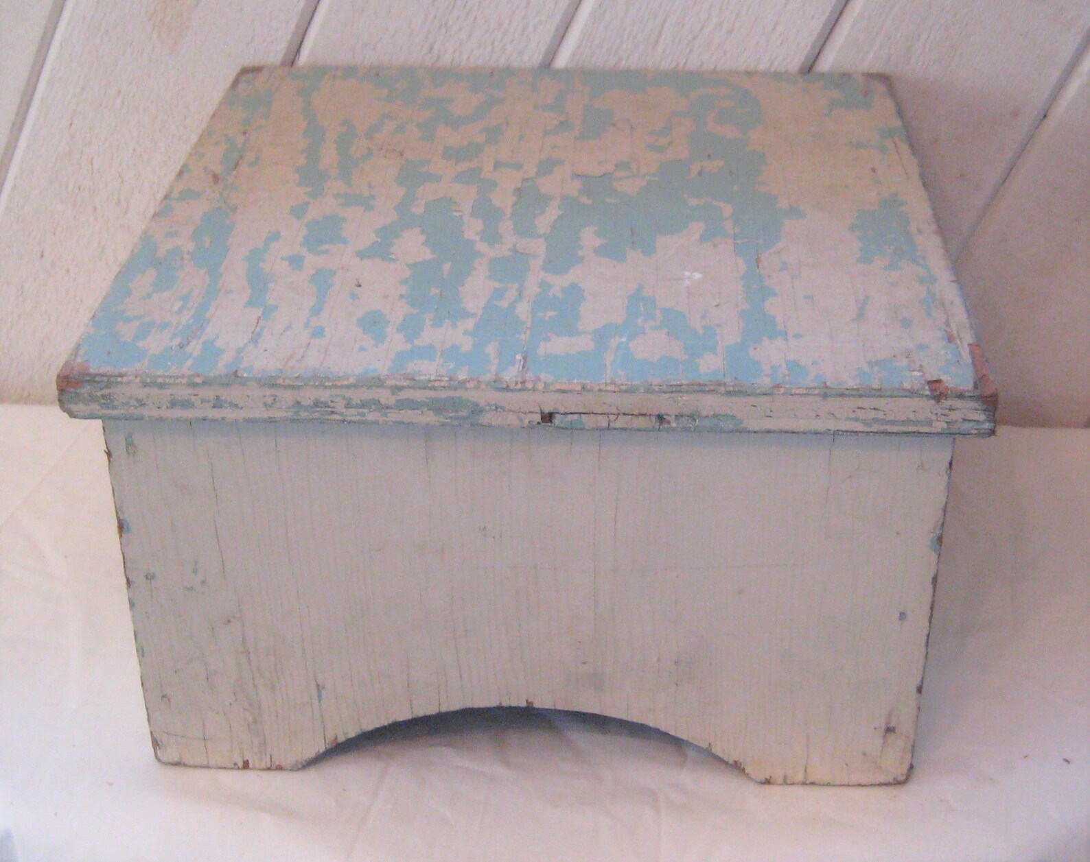 Large Wood Rustic Foot Stool Wooden Step Stool Aqua Blue - Etsy