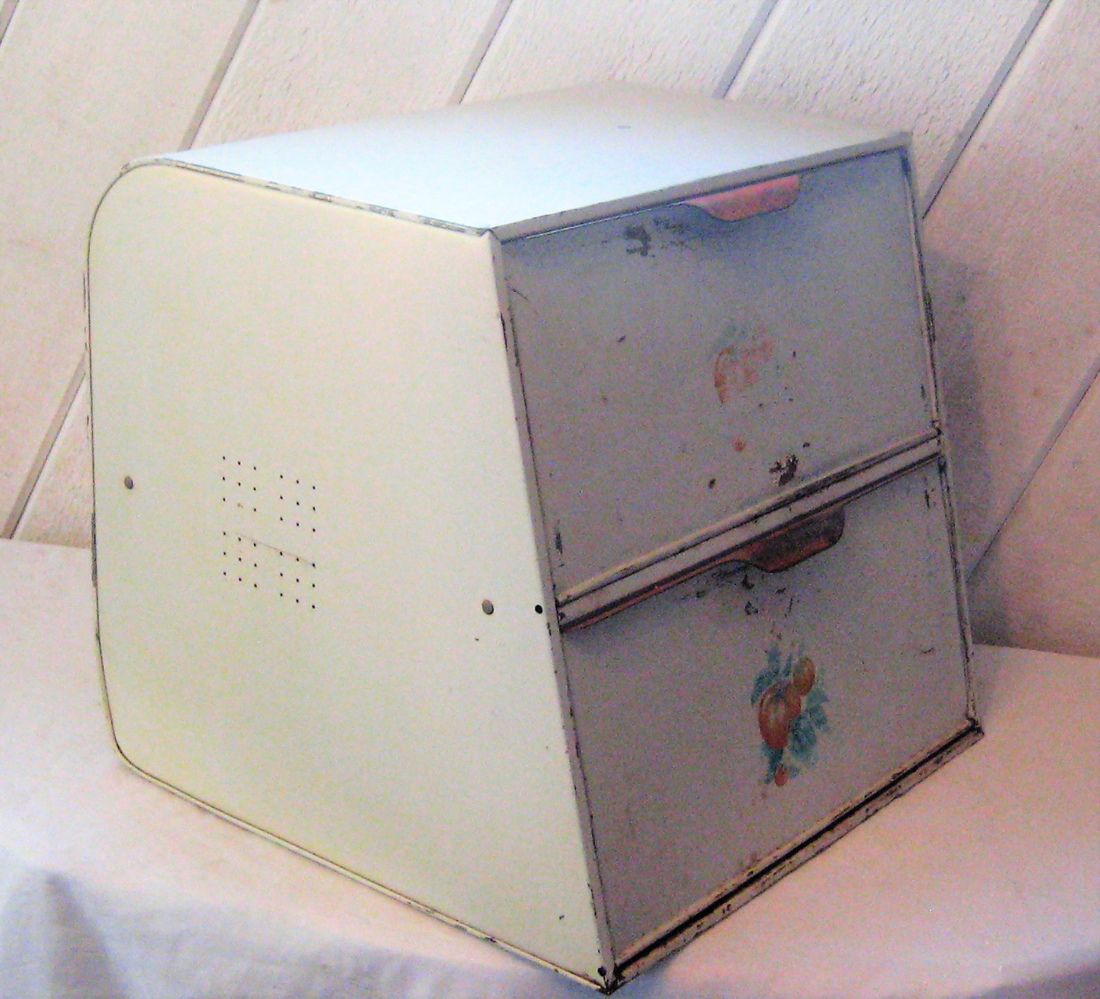 Two Tiered Metal Bread Box Mid Century Antique Tin Bread - Etsy