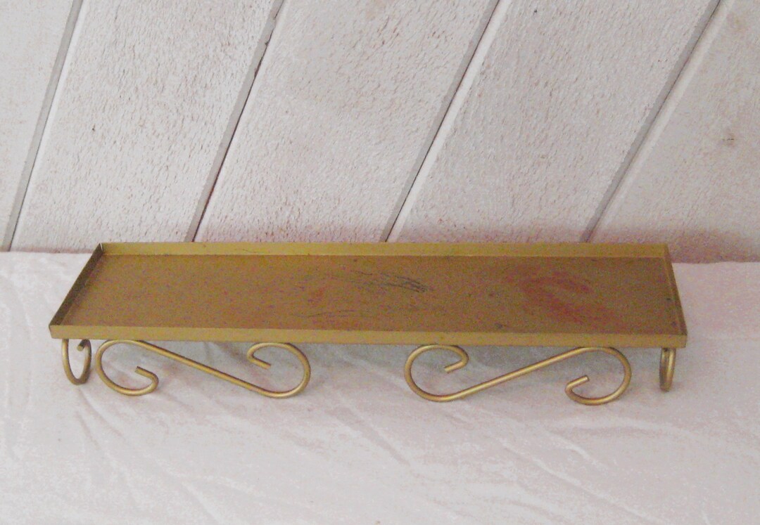 Vintage Ornate Gold Shelf, Single Metal Wall Table Top Shelf, Scrolled ...