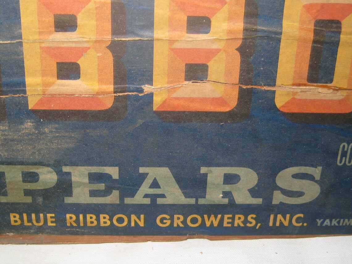 Antique Fruit Crate Sign Wood Box Sign Blue Ribbon Pears | Etsy