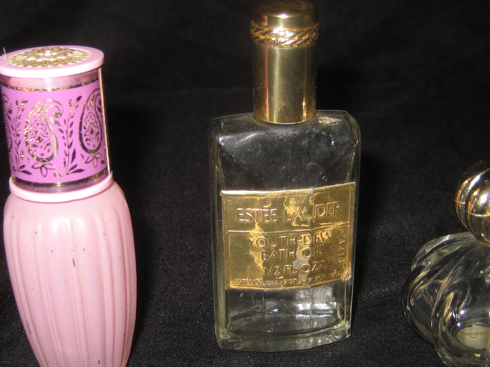 Collection of 7 Tiny Glass Perfume Bottles, Pink Purple Glass Avon ...
