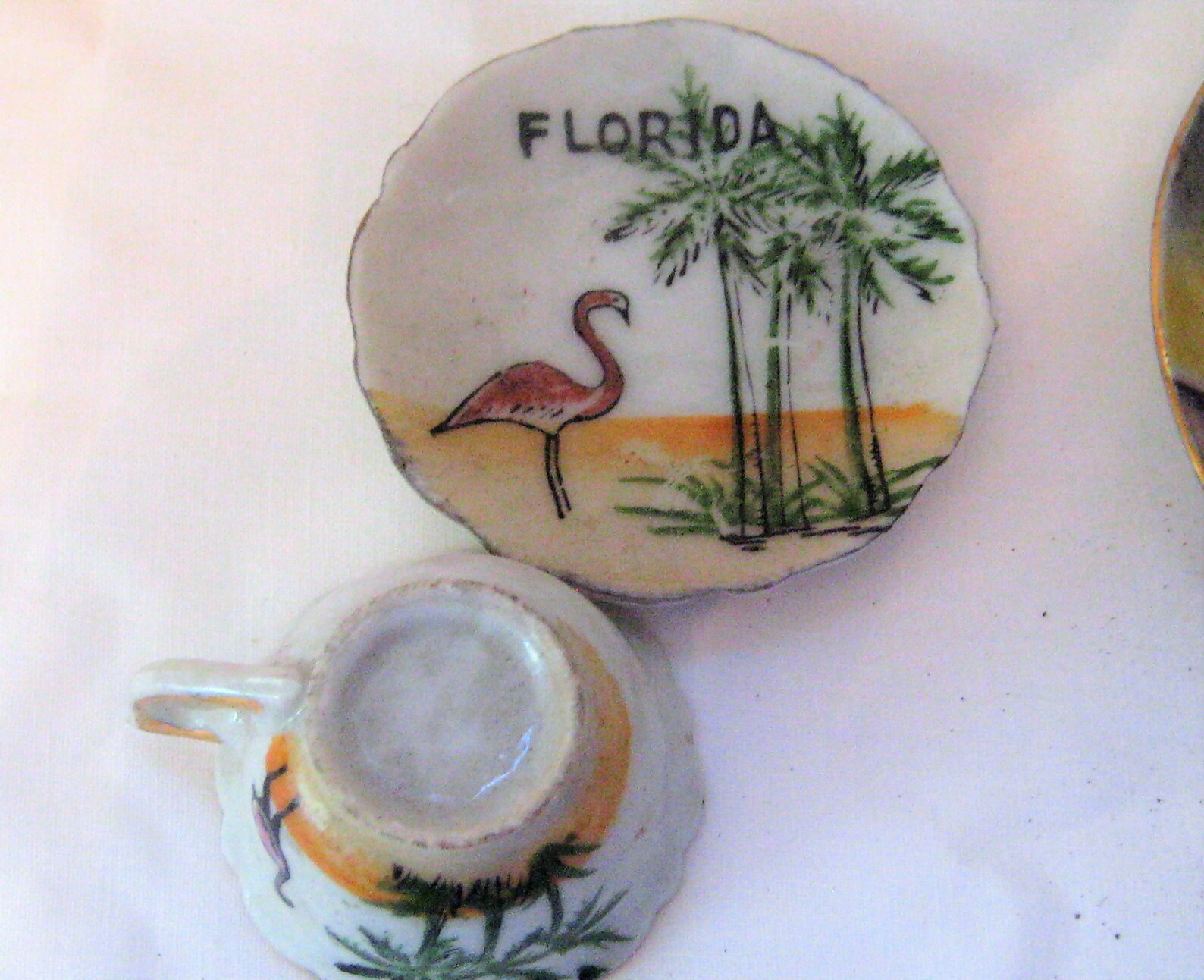 Ceramic Tiny Tea Cups and Saucers Souvenir of Florida and | Etsy