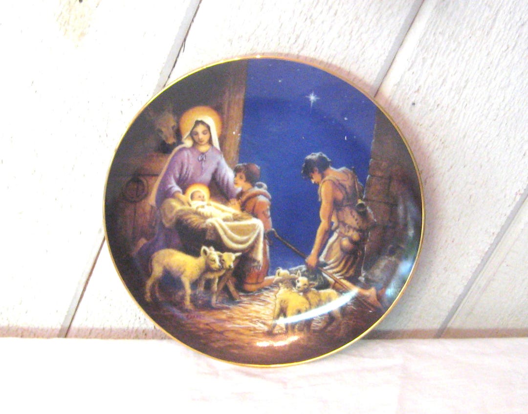 Vintage Nativity Scene Ceramic Plate, Wall Hanging Decor Heritage House ...