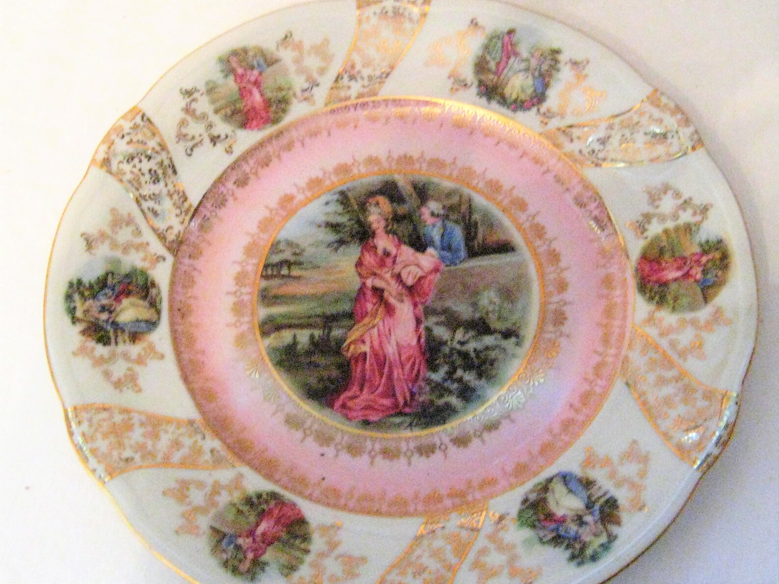 Antique Victorian Plate, Hanging Wall Display Plate, Figural Couple Man ...