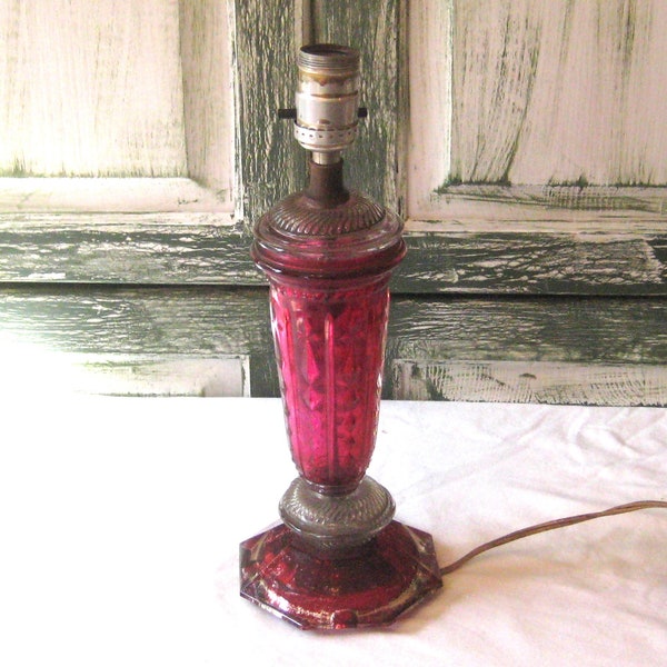 Red Glass Lamp - Etsy