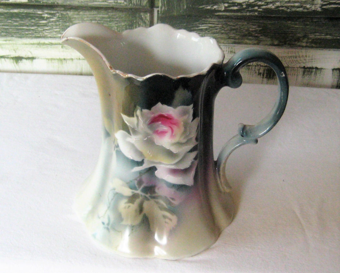 Antique Porcelain Ceramic Water Pitcher, Large Decorative Ornate Vase ...