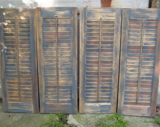 Vintage Wood Shutters, Custom Hand Painted, Aqua Blue Pink Lime Green ...