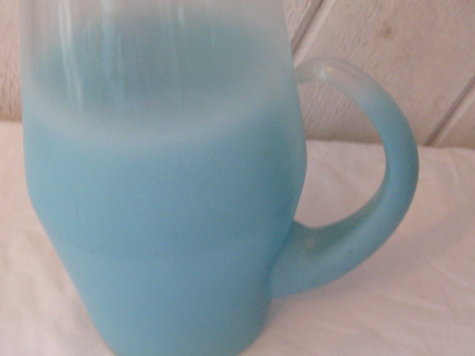 MCM Aqua Blue Water Pitcher Blendo Glass Frosted Turquoise | Etsy