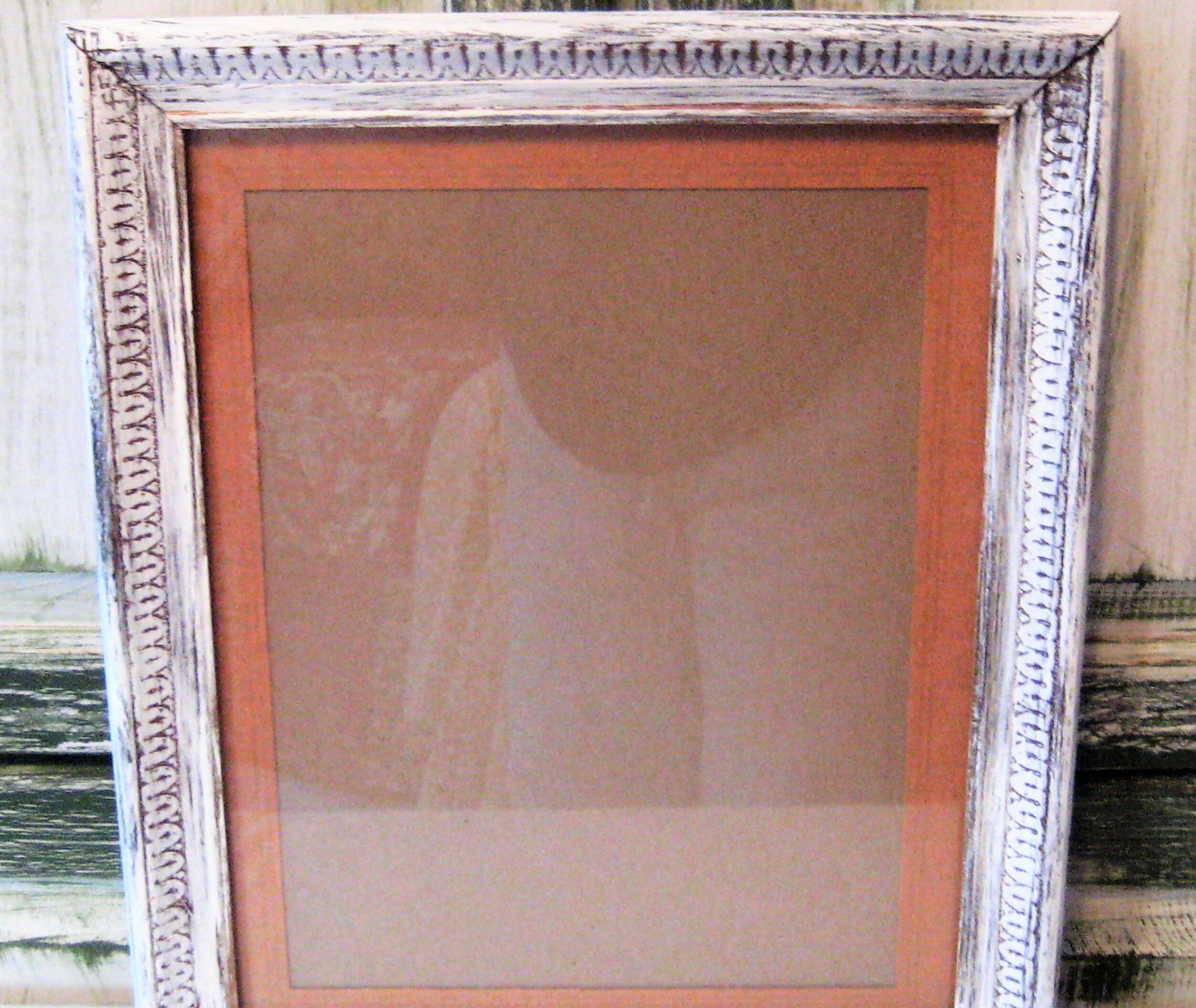 White distressed wood wall picture frame 11 x 14 has | Etsy