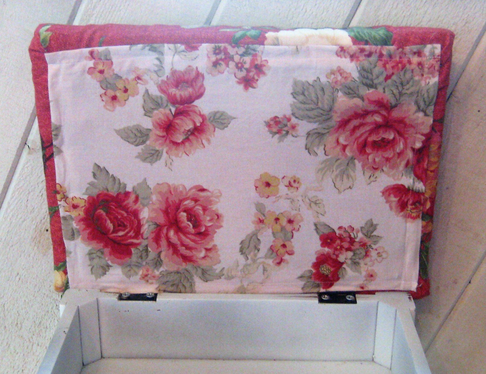 Vintage Wood Upholstered Foot Stool, Storage Compartment Stool ...