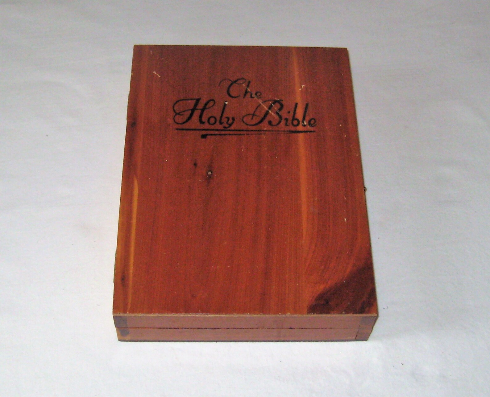 Vintage Cedar Holy Bible Box With White Bible 1970s Memorial | Etsy