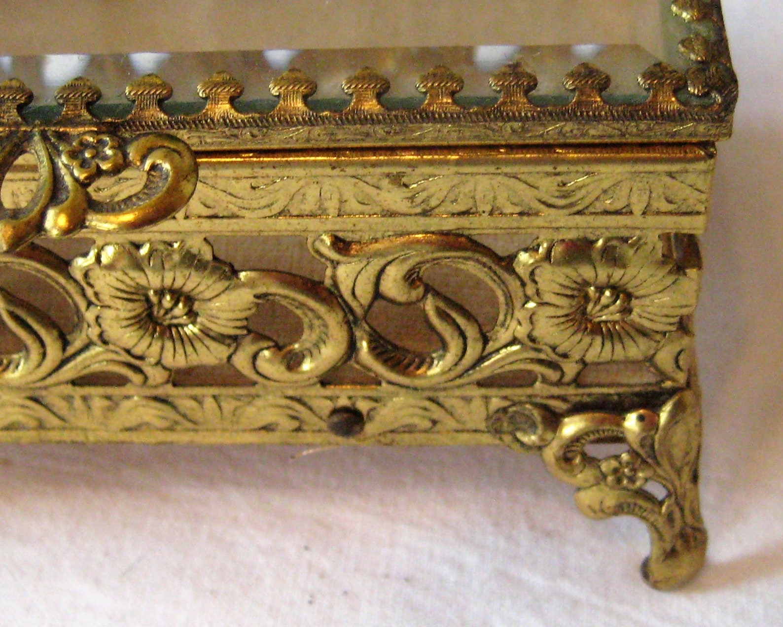 Petite Rectangle Glass Brass Box Gold Metal Box Hinged Lid - Etsy