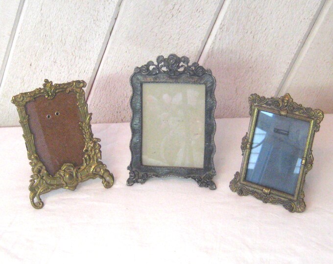 Vintage 3 X 4 Inch Picture Frames, Ornate Brass Gold Metal Dark Gray ...