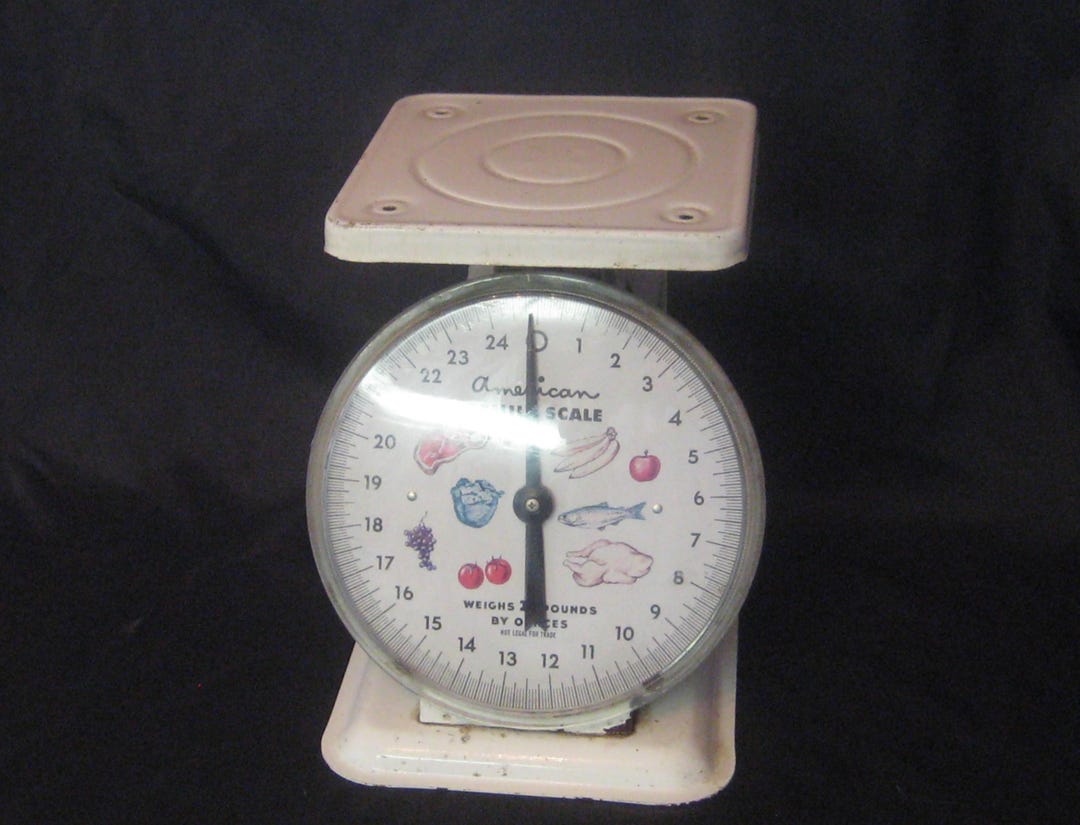 Vintage White Metal Kitchen Food Scales, American Family Scale, Mid ...