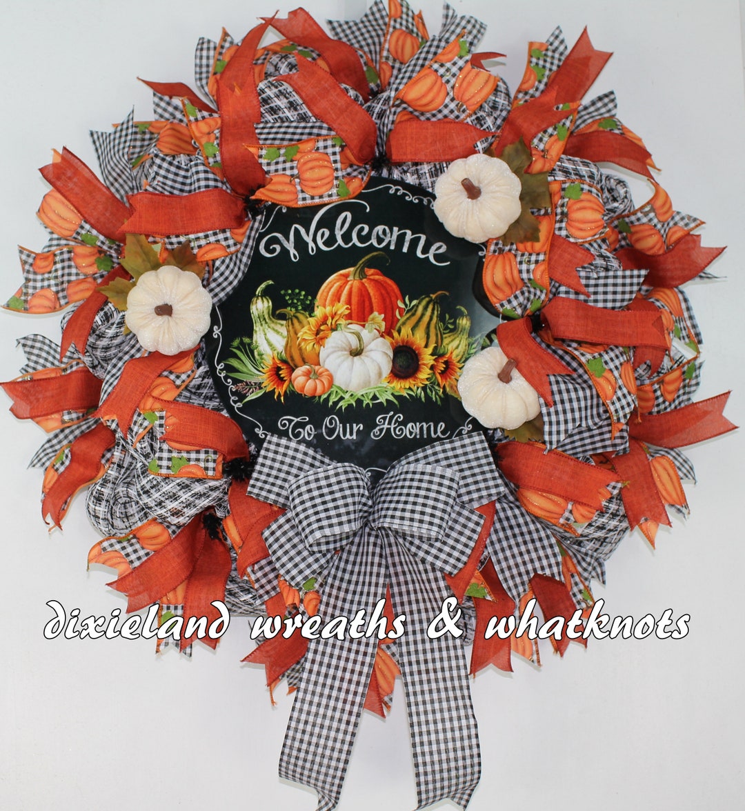 Fall Wreath, Fall Welcome Wreath, Welcome Wreath, Autumn Wreath ...