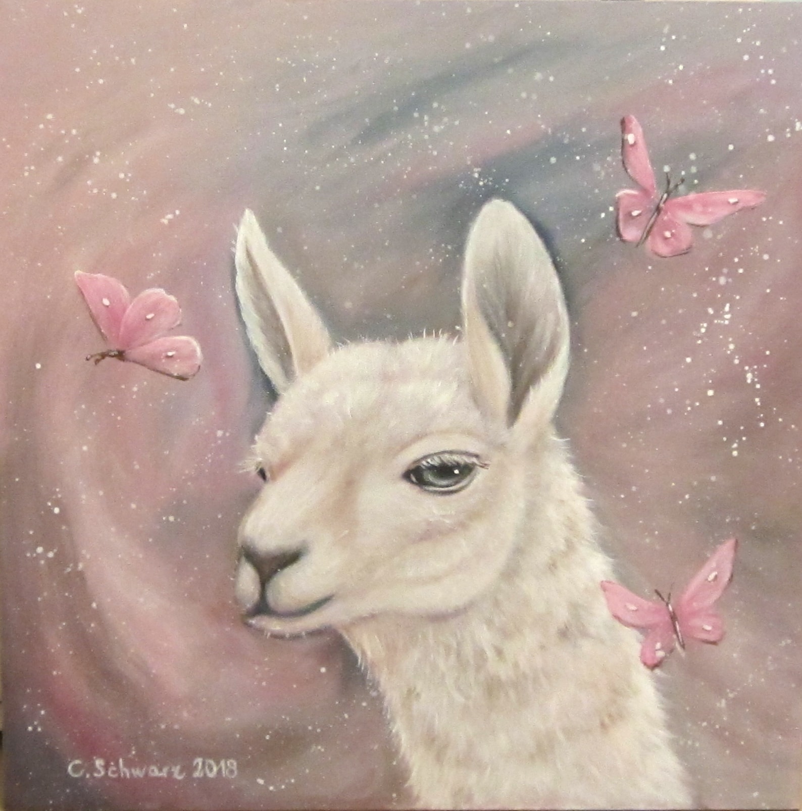 Acrylic Painting LAMA - Art Picture Butterflies Original 50x50cm - Etsy