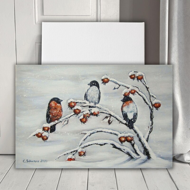 Bilder gemälde winterlandschaft gemalt - Etsy.de