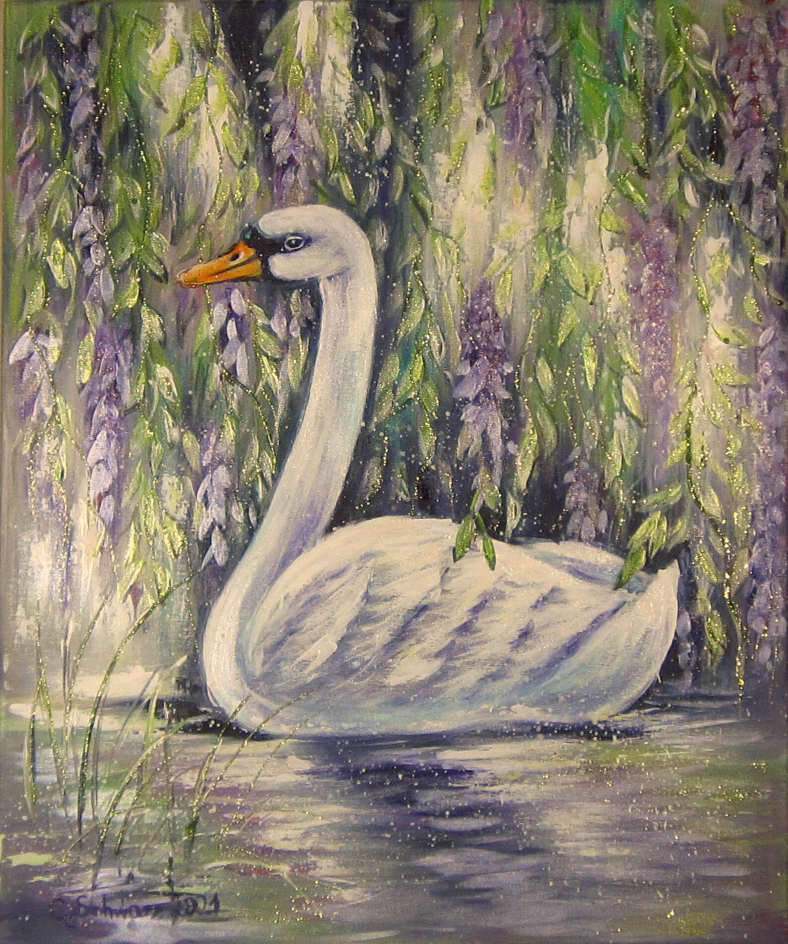GRACEFUL SWAN Modern Swan Painting on Canvas 50cm X 60cm - Etsy