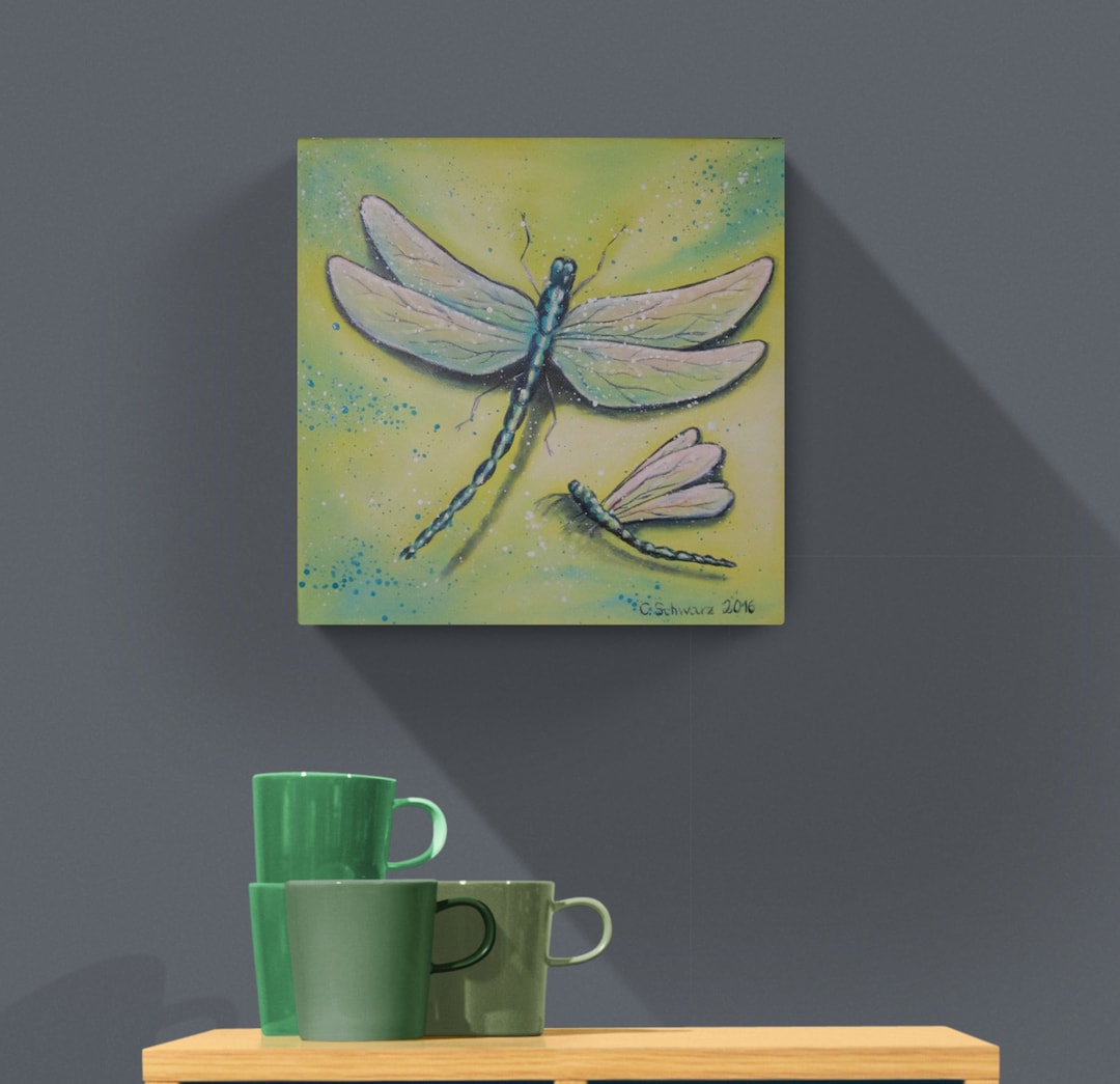 Acrylic Painting DRAGONFLIES Art Canvas Picture Gift Dragonflies ...