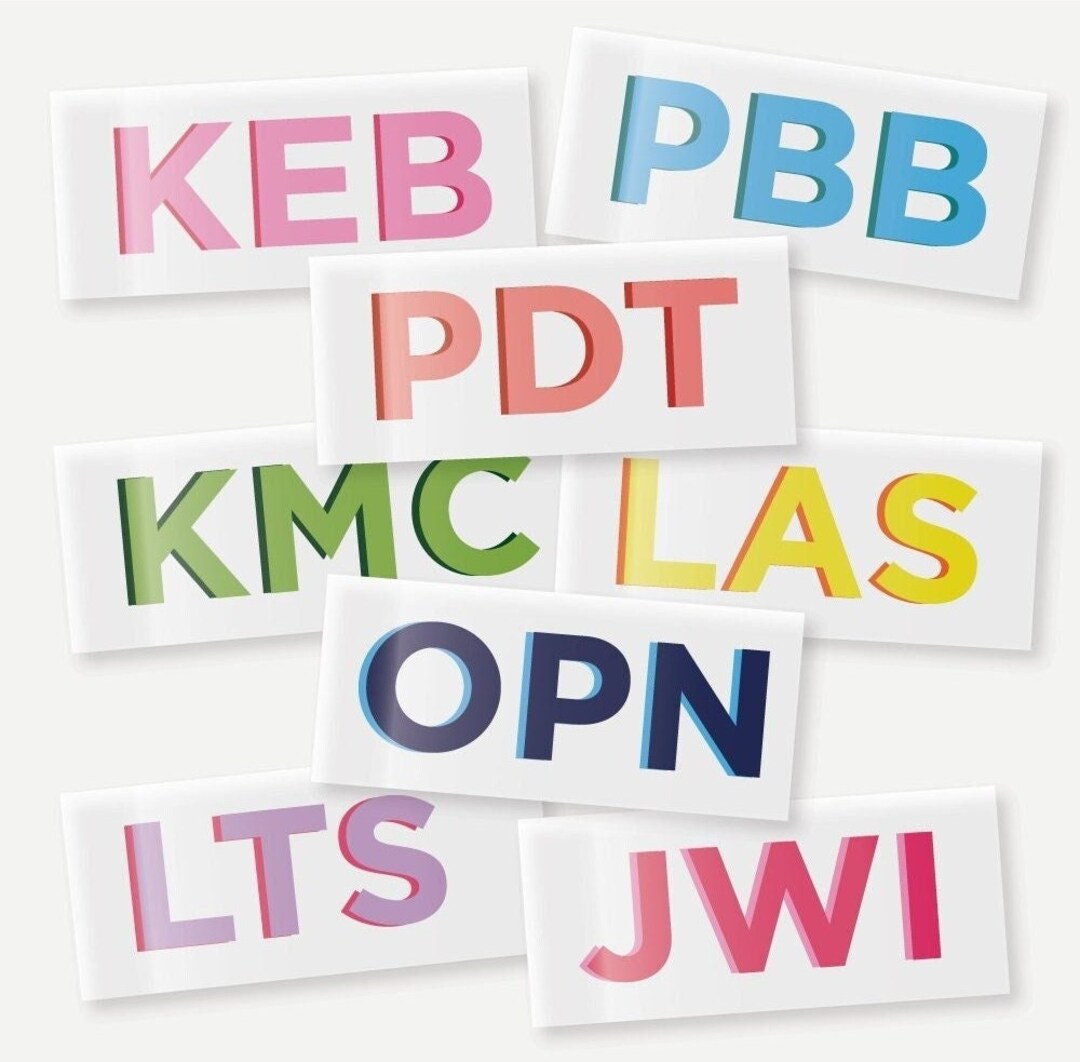 Double-layer Vinyl Monogram Decal Shadow Block Monogram Decal Monogram ...