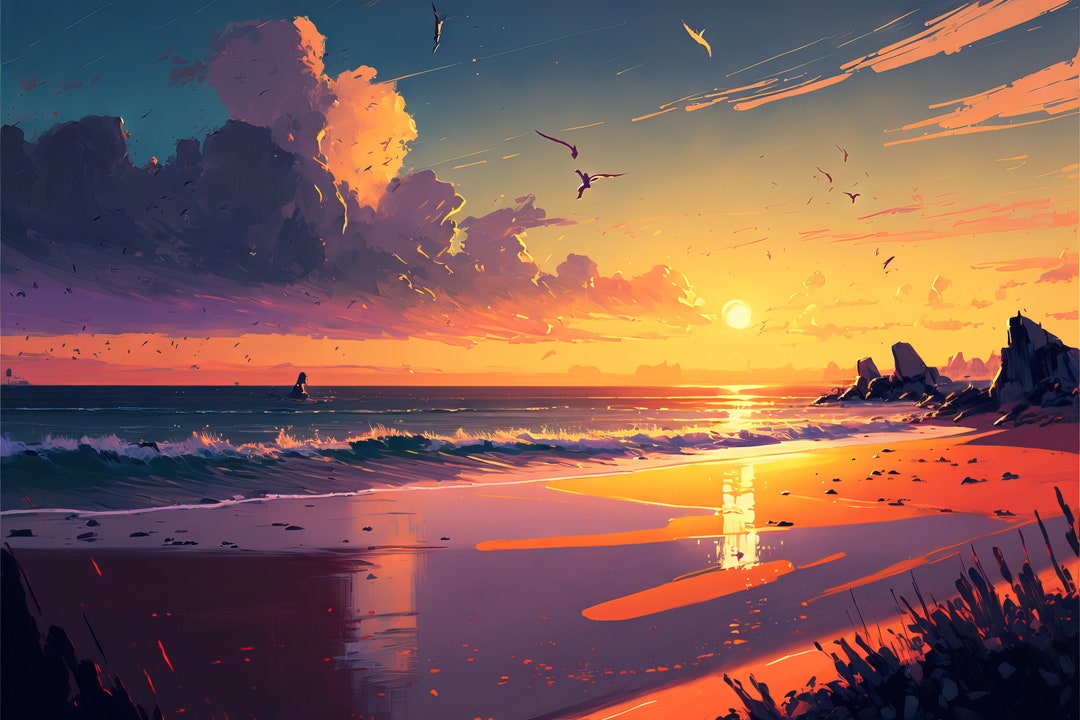 Serene Beach 3: Ai-generated Digital Art Print for Wall Decor - Etsy