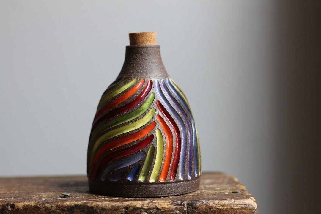 Rainbow Vessel With Cork Top - Etsy