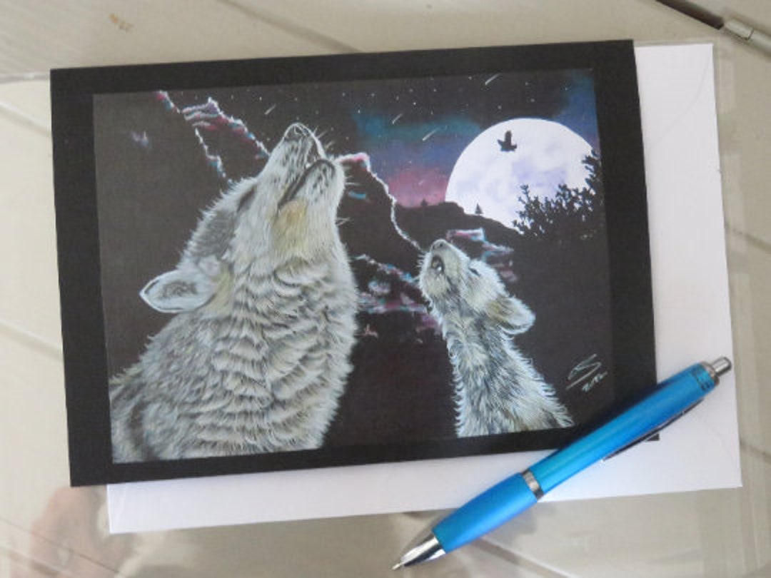 Wolf Greeting Card, Fantasy Wolf Card,polar Bear Greeting Card, Howling ...