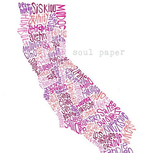 California Map California 2D Relief Map California Print - Etsy