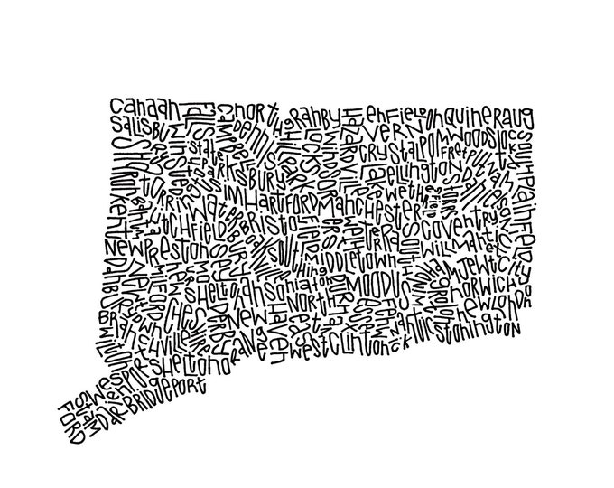 Connecticut Map, Connecticut Wall Art, Connecticut Art, Wall Art ...