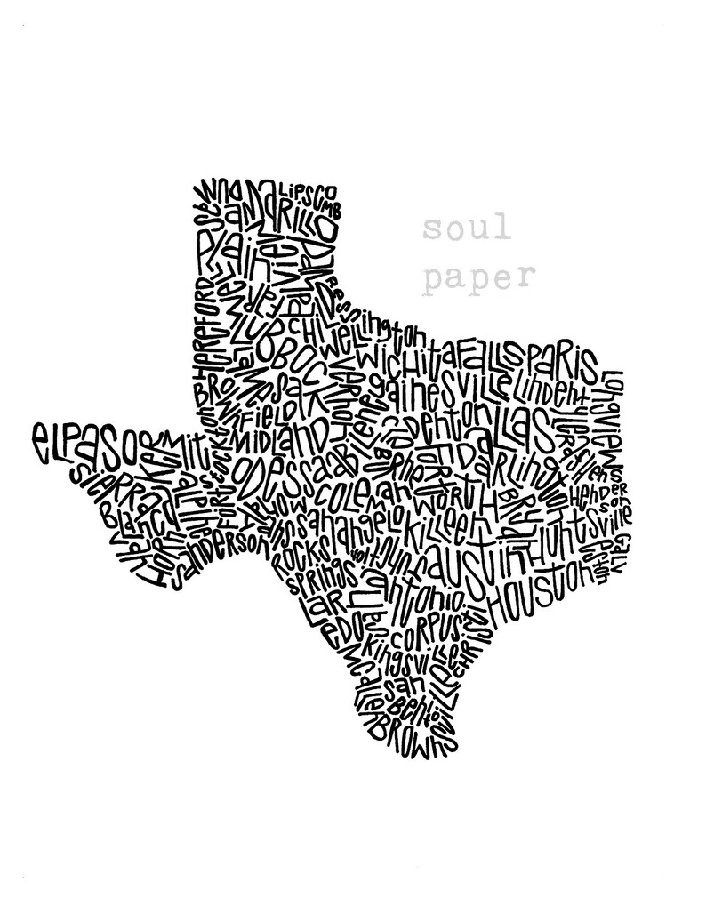 Texas Map Texas Art Texas Wall Art Texas Drawing Texas - Etsy
