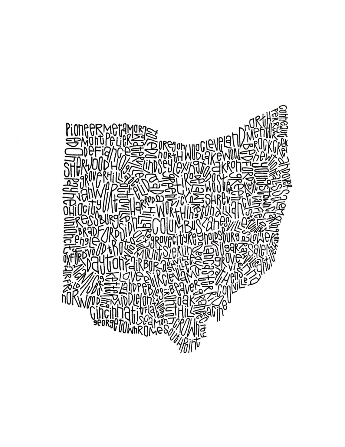 Ohio Map Ohio Art Ohio Wall Art Ohio Decor Ohio - Etsy