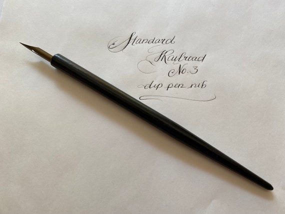 Standard Railroad Dip Pen Nib in a Black Wood Dip Pen… - Gem